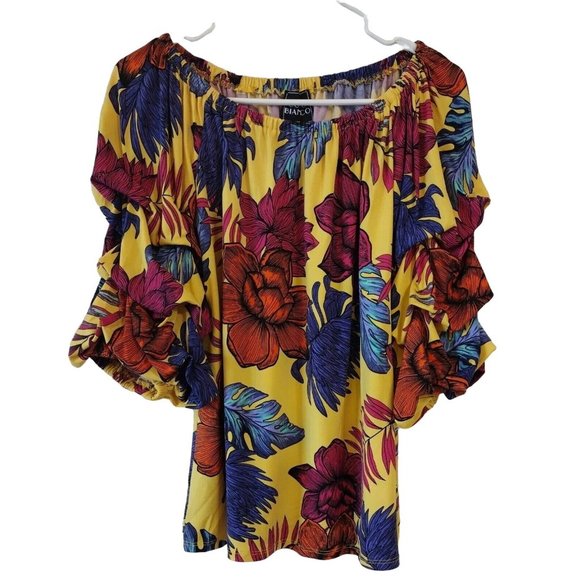 Coco Bianco | Tops | Coco Bianco Womens Small Cinched Sleeve Floral ...